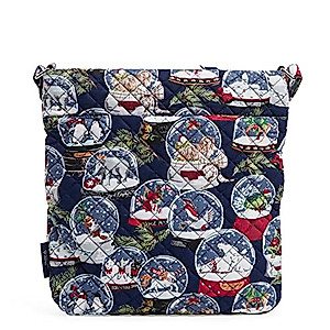 Vera Bradley Women's Cotton Triple Zip Hipster Crossbody Purse, Snow Globes - Recycled Cotton, One Size
