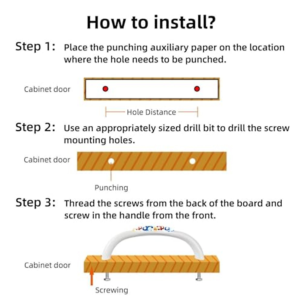Pull Handle Fence Handle Long Cabinet Handles for Interior, Closet, Drawer, Outdoor, Garage, Angry Dinosaur Seamless Pattern