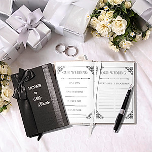 Elegant His and Hers Vow Books Set - Vows Book His and Hers w/ Keepsake Box, Ring Bags, Bride & Groom Cards, Writing Template - Linen Covered Vow Books for Wedding - Heartfelt Wedding Vow Keepsake