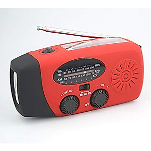 【Aivica-088】 NOAA Weather Radio Emergency Radio Solar, Hand Crank, Micro USB Charge AM/FM/NOAA Radio 3 LED Flashlight 2000mAh Smart Phone Charger Power Bank(Red)（red）
