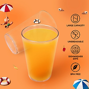 REALWAY 32 OZ Large Plastic Cups Reusable，Clear Unbreakable Iced Tea Tumblers, Set of 6 Stackable Drinking Cups for Poolside Party Home Travel BPA-free Top-rack Dishwasher Safe,Freezer Safe