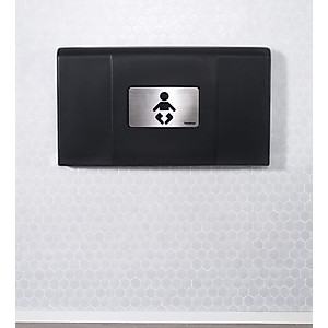 Foundations 200-EH-02 Ultra Horizontal Wall Mounted Baby Changing Station, Polyethylene with Heavy Duty Stainless Steel Hinge, Built-in Liner Dispenser, Two Bag Hooks - Black