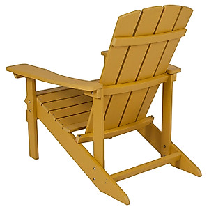BizChair Commercial Poly Resin Adirondack Chair - Yellow - All-Weather - Indoor/Outdoor