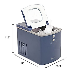 Avanti Ice Maker Portable Countertop Design Makes 33 Pounds of Ice Cubes in 24 Hours, Self Cleaning, Includes Scoop, Blue