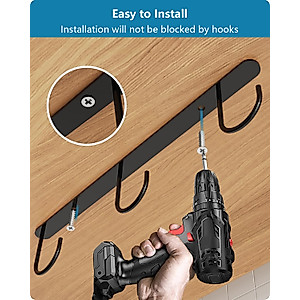 Luckinow 3 Pack Mug Hooks Under Cabinet, Coffee Mug Holder for Hanging Under Shelf, Coffee Cup with 9 Hooks for Displaying Mugs, Coffee Cups and Kitchen Utensils, Black