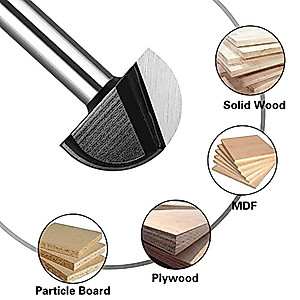 ASNOMY 6pcs Core Box Router Bit 1/4 Inch Shank Round Nose Cove Box Router Bits-1/4" 5/16" 1/2" 5/8" 3/4" 7/8" Cutting Diameter Solid Carbide Core Box Round Nose Router Bits