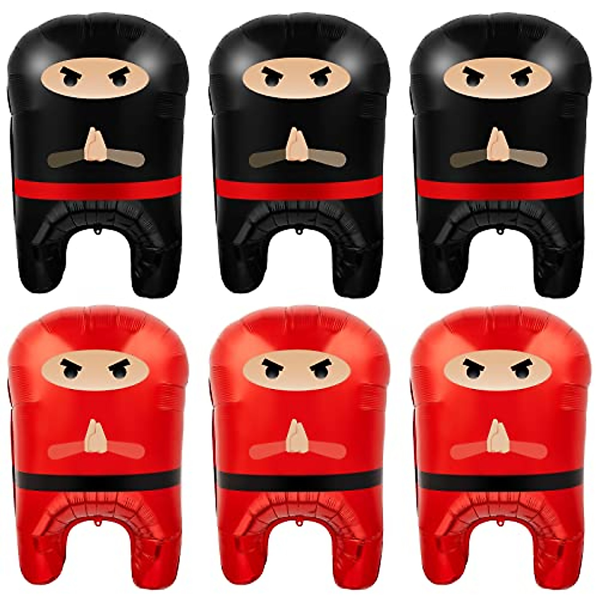 6 Pcs Ninja Birthday Party Balloons Ninja Party Decoration Red and Black Warrior Themed Party Supplies for Boys Ninja Balloons Birthday Party Supplies for Decor Party Favors Kids Baby Shower