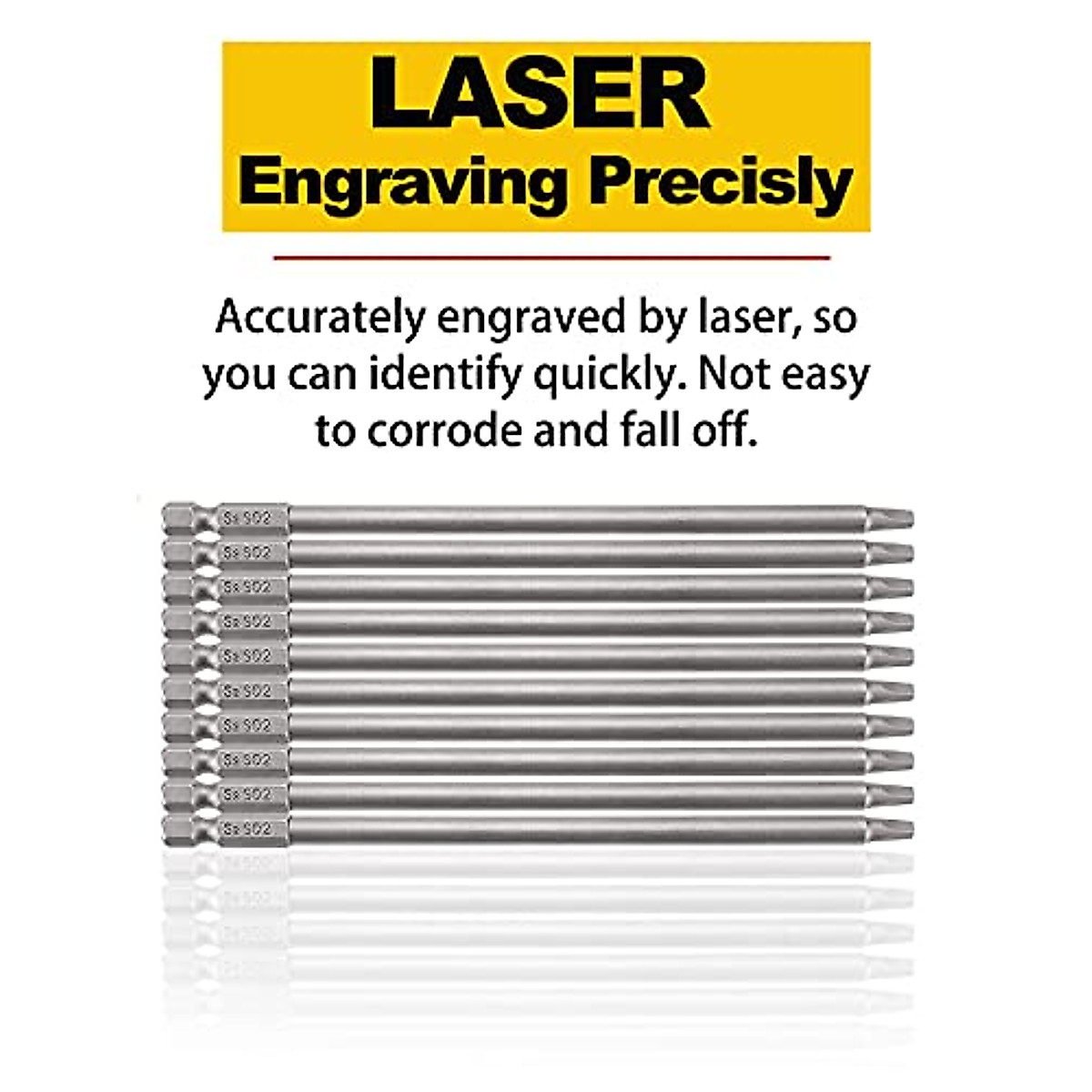 Rocaris 10pcs 1/4 Inch Hex Shank Long Magnetic Square Head Screwdriver Bits Set Power Tools SQ2 For Poket Hole Jig- 6 inch Length