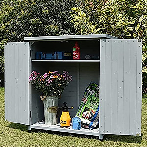 MUWIZ Outdoor Storage Shed, Storage Shed and Tool Shed Gardening Tools, Outdoor Storage Box, Garden Rainproof Box, Table Waterproof Sunscreen Farm Tools
