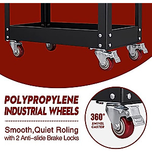 WIILAYOK Tool Cart, 3 Tier Rolling Tool Cart on Wheels with Storage Drawers & Sliding Top, Removable Pegboard, Industrial Service Utility Tool Cart for Mechanics, Garage, Workshop