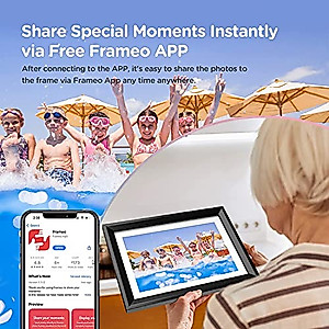 Skyzoo Frame: 10.1'' WiFi Digital Picture Frame, 1280x800 IPS Touch Screen Smart Digital Photo Frame, Share Photos and Videos Remotely via APP, Gift for Friends and Family