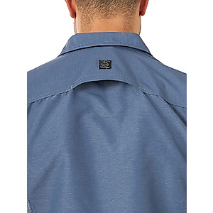 ATG by Wrangler Men's Long Sleeve Mixed Material Shirt, Vintage Indigo, Large