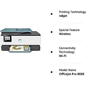 HP Officejet Pro 8028 All-in-One Printer Wireless Printer, Take control of Printing, Scanning, Copying, and Fax Jobs at Home and Office, Built-in Wifi via Mobile Device, Cloud-Based, 3UC64A (Renewed)