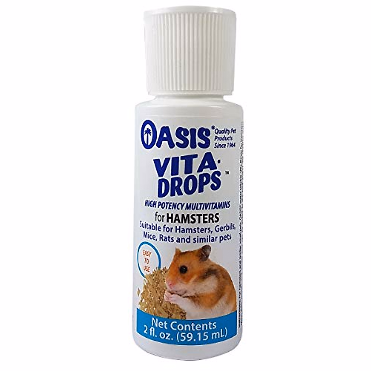 Oasis Hamster Vita-Drops All-in-1 Multivitamins - Daily Vitamin Supplement Supports Healthy Bones & Teeth, Joints & Digestion, Promotes Healthy Skin Coat, Orange Flavor, 2-Ounces