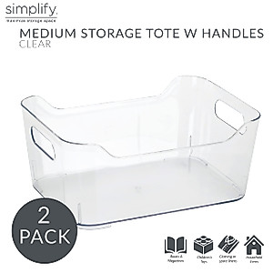 Simplify 2 Pack Medium, Super Clear Storage Tote Bin