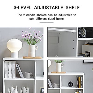 Royal Woods Industrial Storage Cube Wood Bookcase, 2 Tier 4 Cube Open Shelf Storage Cabinet, Multipurpose Bookshelf, Display Shelf for Office, Living Room, Bedroom, Reading Room, White