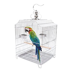 20" Parrot Bird Cage Parakeet Open Stand Large Metal Bird Flying Cage Bird Flight Steel Birdcage Pet House with Rolling Stand for Small Birds Conure Cockatoo Sparrow Macaw