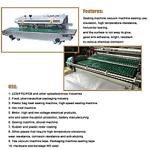 Teflon Fabric Tape, 1/2 Inch 30 Feet PTFE Tape for Vacuum Sealer Machine, Hand Impulse Sealers Insulation PTFE Coated Fiberglass Adhesive Tape Compatible with FoodSaver, Seal A Meal, Weston, Cabella