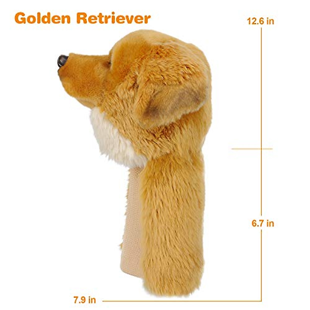 Golf Head Covers, Profey Golden Retriever Golf Covers for Golf Clubs, Novelty Realistic Animal Headcover Plush Utility Golf Club Protector Gifts for Men Kid