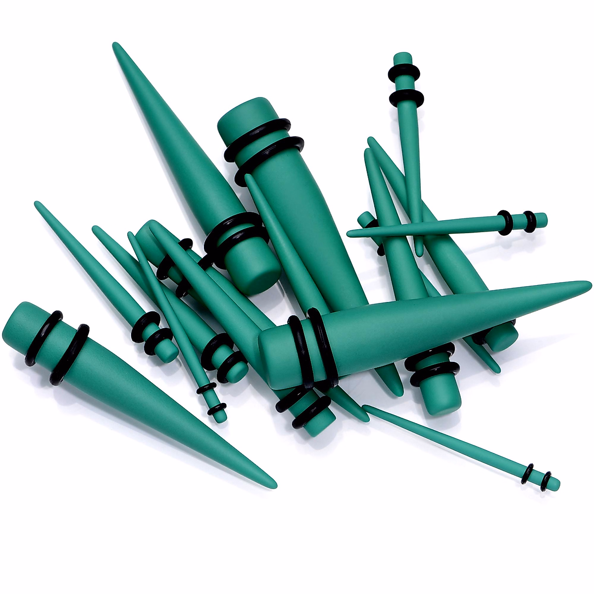 Body Candy 2Pc 2G Womens Ear Expanders Green Matte Acrylic Straight Taper Ear Stretching Kit Set of 2 6mm