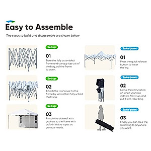 Quictent 10x10 Pop up Canopy with Sidewall, Easy up Canopy Tent Including 1 Sidewall with Pockets, for Camping and Outdoor Events-White