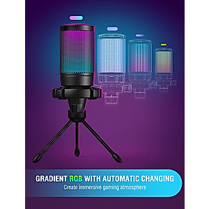 FIFINE Condenser Mic and 3.5mm/6.35mm Headphones for Studio Monitor, RGB Gaming Mic with Quick Mute, Gain Control, Wired Headphones for Podcast Monitoring, Streaming (A6V+H8)