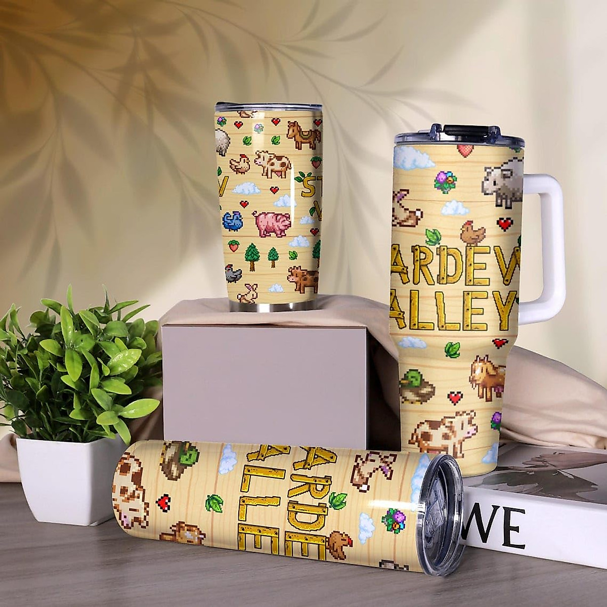 Stardew Farm Valley Collection Tumbler Game Stardew Coffee Valley Tumble Stainless Steel Vacuum Insulated, Thermos Mug With Lids And Straws, Travel Coffee Valley Cup Farm Gifts