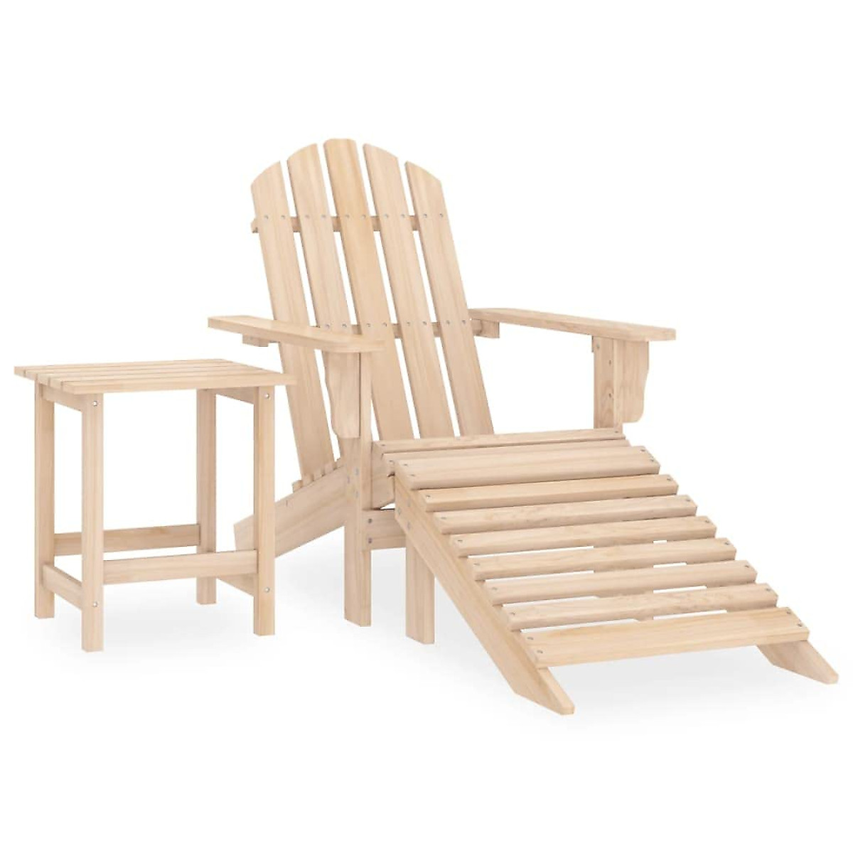 Tidyard Patio Adirondack Chair with Ottoman and Table Solid Fir Wood Outdoor Fire Pit Chair Wooden Garden Armchair for Porch Pool Lawn Deck Backyard Balcony Outdoor