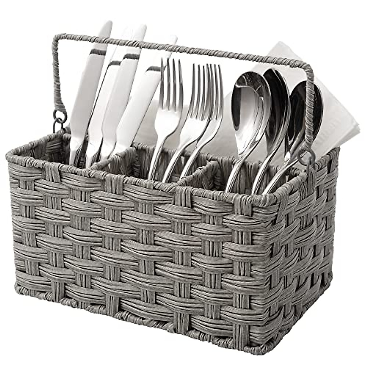 GRANNY SAYS Bundle of 2-Pack Gray Bathroom Decor Baskets & 1-Pack Plastic Cutlery Organizer