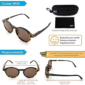 J+S Hali Small Round Polarized Sunglasses for Women Men UV400 | Polycarbonate | Trendy Vintage Style (Tortoiseshell/Brown Lens)