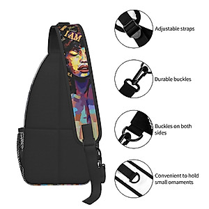 sling bag for women crossbody chest bags Sling Backpack Travel Hiking Daypack for Women Men Shoulder Bag for Casual Sport Climbing Runners African American Black girl (Glasses case included）