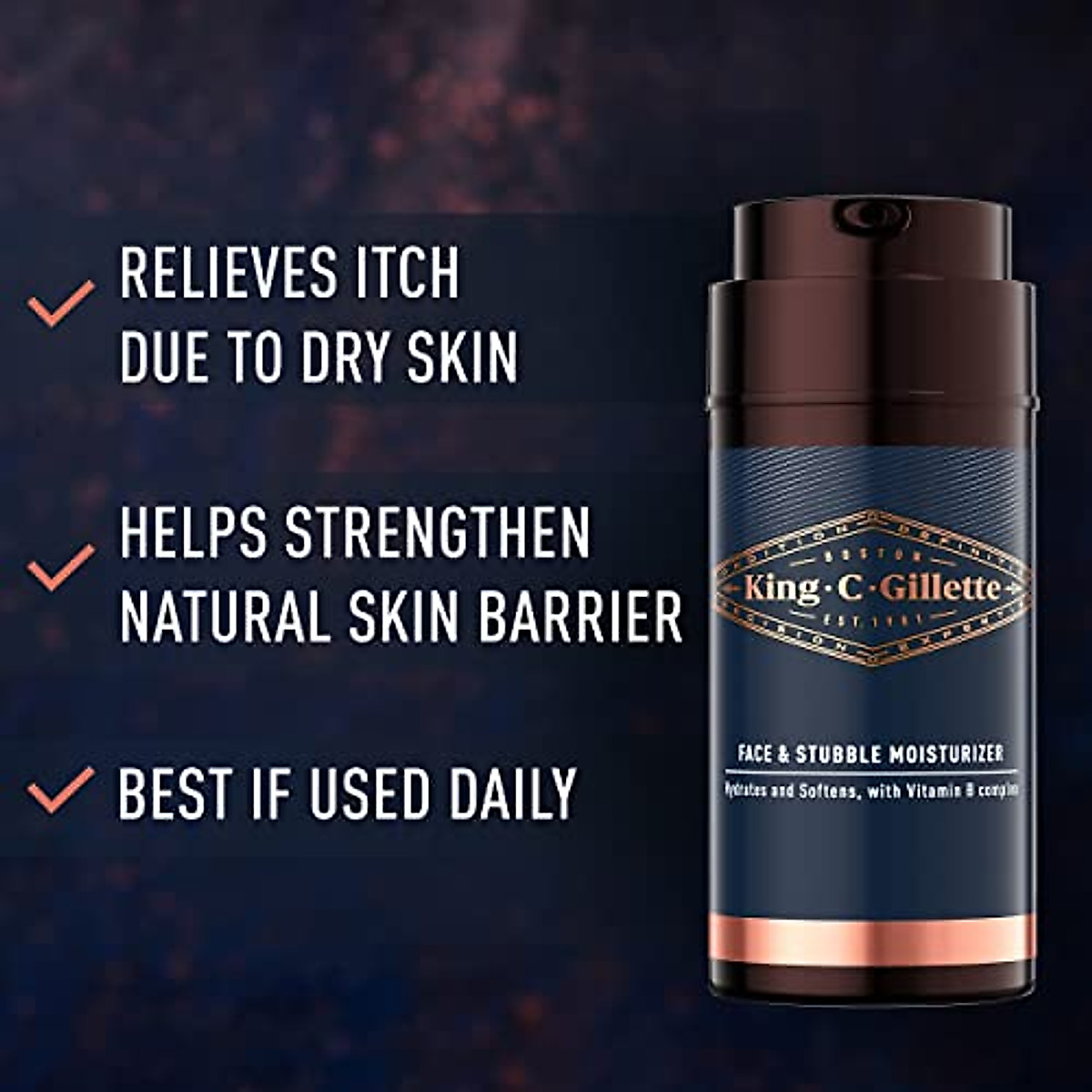 King C. Gillette Moisturizer for Face & Stubble with Vitamin B3 and B5 Complex, Face Moisturizer for Men, 100 mL