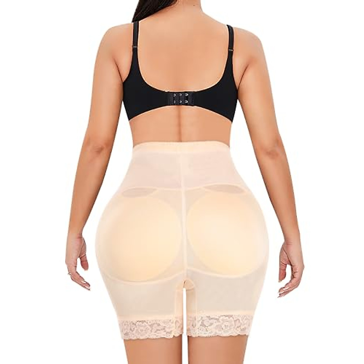 DERCA Butt Enhancer Hip Pads Lace Padded Boyshorts (#b2 Beige-light control,X-Large)