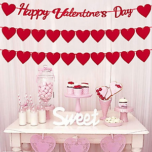 One Set of Valentines Day Decor Valentines Day Banners String Hearts Valentines Decoration Romantic Decorations Special Night DIY Felt Heart Decoration Letter Banner for Home Wedding Party Anniversary