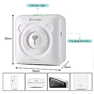 Mini Thermal Photo Printer, Wireless Picture Label Memo Receipt Paper Printer with Bluetooth 203DPI, Suitable for Android iOS Window (Red)
