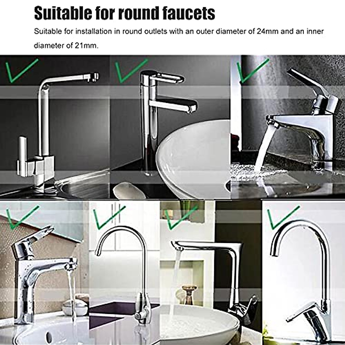 Walfront Kitchen Faucet, 360° Rotatable Faucet Sprayer Head, Kitchen Sink Faucet with 3 Modes Adjustment for Kitchen Bathroom Garden(G1/2), Shower Head