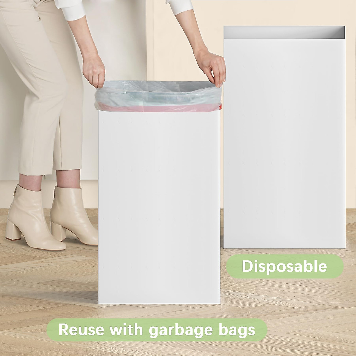 13 Gallon Disposable Trash Cans, 4 Pack, Reusable Portable Garbage Can, Disposable Trash Cans for Parties, Pop Up Trash Cans for Parties, Suitable for Parties, Weddings, Birthdays, Picnics, Trips