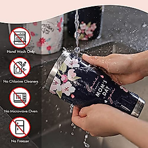 HAUSHOF Mothers Day Tumbler, Mothers Day Gifts for Mom from Daughter, Son, Husband, Birthday Gifts for Mom, 20oz Stainless Steel and Double Wall Insulated Tumbler with Lid-Dark Blue Happy Mom's Day