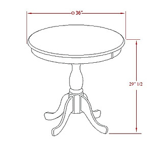 East West Furniture AMNI5-BCH-LC Antique 5 Piece Set for 4 Includes a Round Kitchen Table with Pedestal and 4 Faux Leather Dining Room Chairs, 36x36 Inch