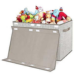 VERONLY Toy Box Chest Organizer Bins for Boys Girls Kids, Large Collapsible Fabric Storage Container with Flip-Top Lid & Handles for Clothes,Blanket,Nursery,Playroom,Bedroom,Tree Branch Pattern (Gray)