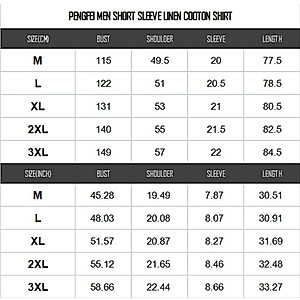 Pengfei Men's Short Sleeve Shirt Linen Cotton Button Down Tees Spread Collar Plain, White, Large