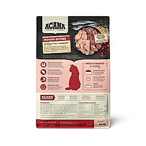 Acana Dry Cat Food for Indoor Cats, Indoor Entrée, Chicken, Turkey, Whole Herring, and Rabbit, 4lb