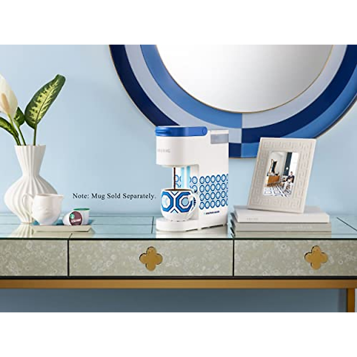 Keurig Limited Edition Jonathan Adler K-Mini Single Serve K-Cup Pod Coffee Maker - Removable Drip Tray, Less Than 5 inches Wide, Brew Any Cup Size Between 6-12oz, Broage