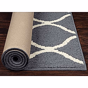 Maples Rugs Rebecca Contemporary Kitchen Rugs Non Skid Accent Area Carpet [Made in USA], 2'6 x 3'10, Grey/White