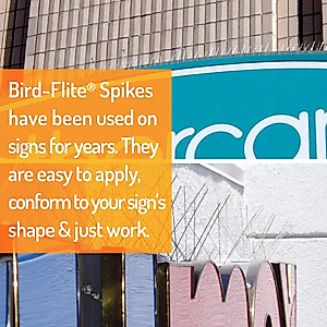 Bird Barrier Bird-Flite Stainless Steel Bird Spikes | Metal Pins Strips with Plastic Base, Clear Glue Adhesive Included - Wide (5in) - 10 Ft. Length