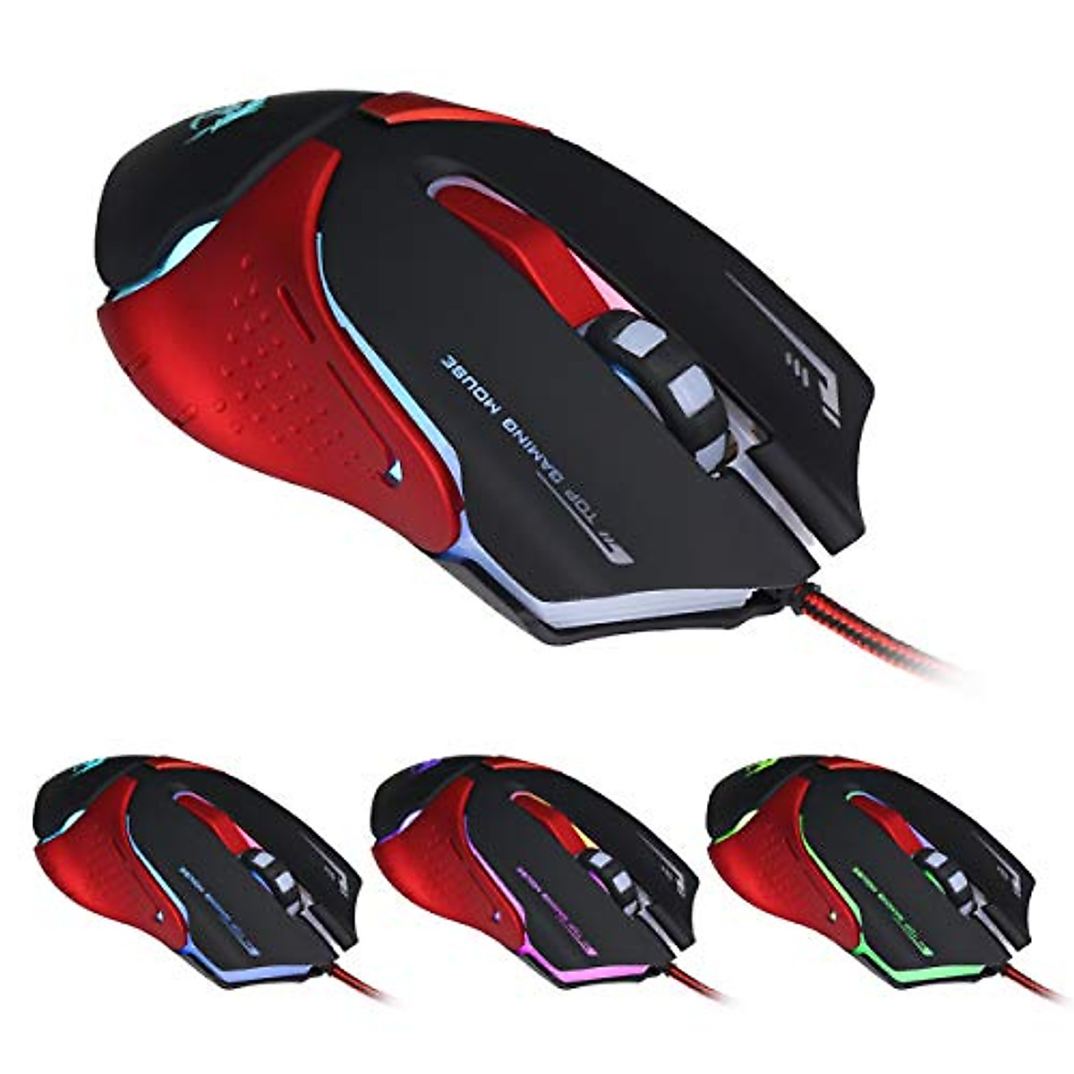 Gojiny Colorful Gaming Mouse, USB Wired Gaming Mouse 3200DPI 6 Buttons Optical Computer Mouse