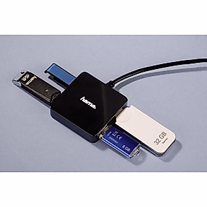 Hama 12131| Multiquad 1:4 Bus Powered USB Port 2.0 Hub | Notebook/PC Computer/MacBook/iMac - Black