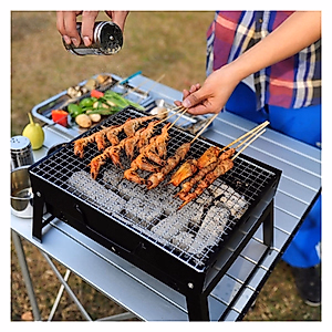 ZICANA BBQ Grill Folding Barbecue Charcoal Grill BBQ Baking Heavy Duty Folding BBQ Tool Kits Outdoor Cooking Camping Hiking Picnic Accessory Picnic