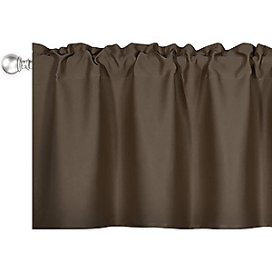 DECOVSUN Coffee Brown Valance for Windows 60x18 Inch Solid Thermal Insulated Blackout Kitchen Short Curtain Toppers Valance Rod Pocket for Bathroom Living Room 1 Panel