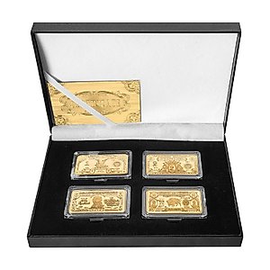 4pcs/lot US 1899-1901 Dollars Challenge Gold Plated Bar with Coin Holder America Collectables Coin Bullion Set Box (Gold)